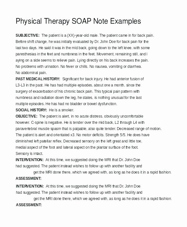 Free Physical Therapy Documentation Templates Awesome Occupational 