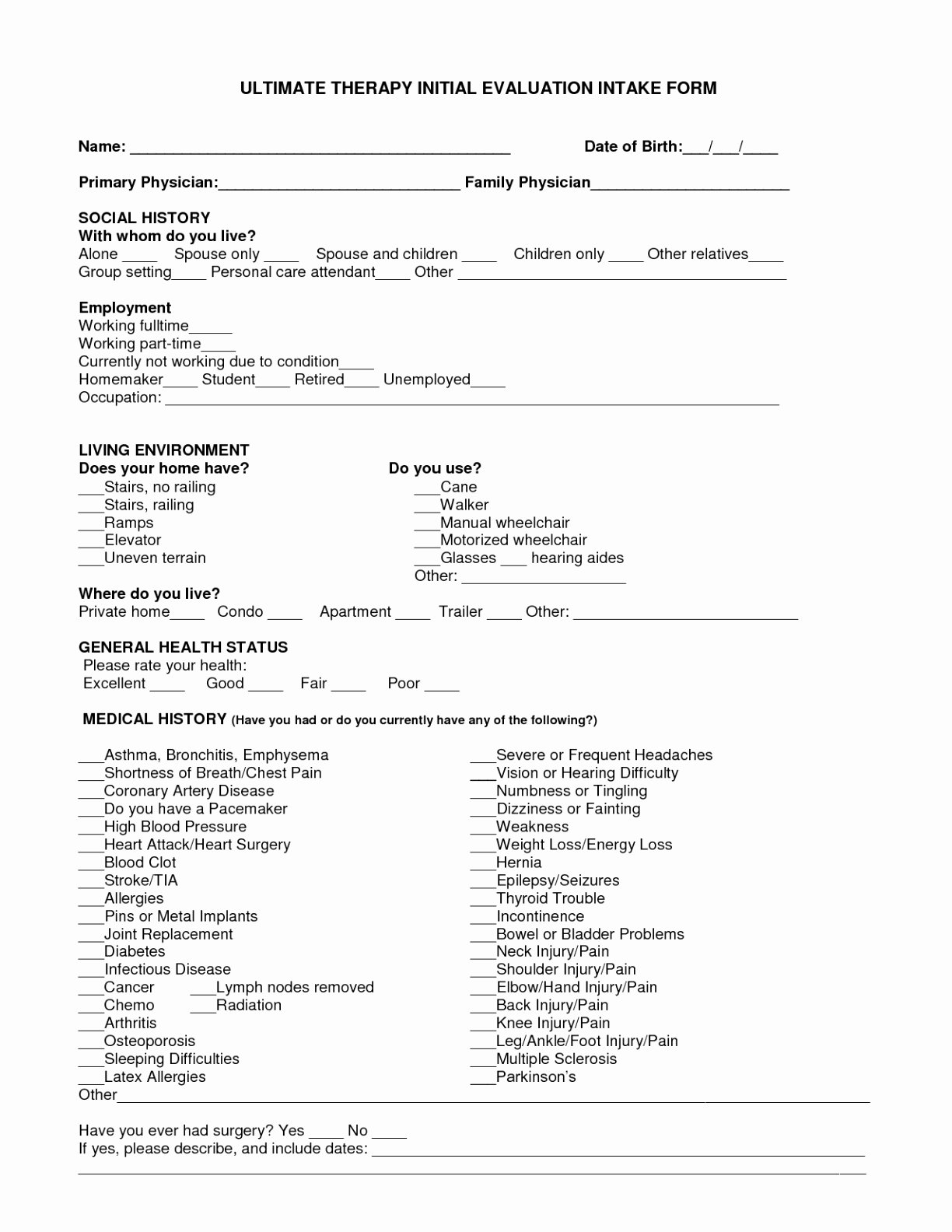 40 Pediatric Physical Therapy Evaluation Template Markmeckler Template Design