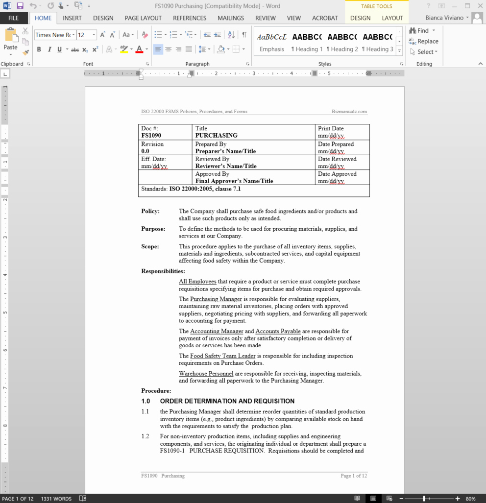 Warehouse Standard Operating Procedures Template Elegant 35 Sop 