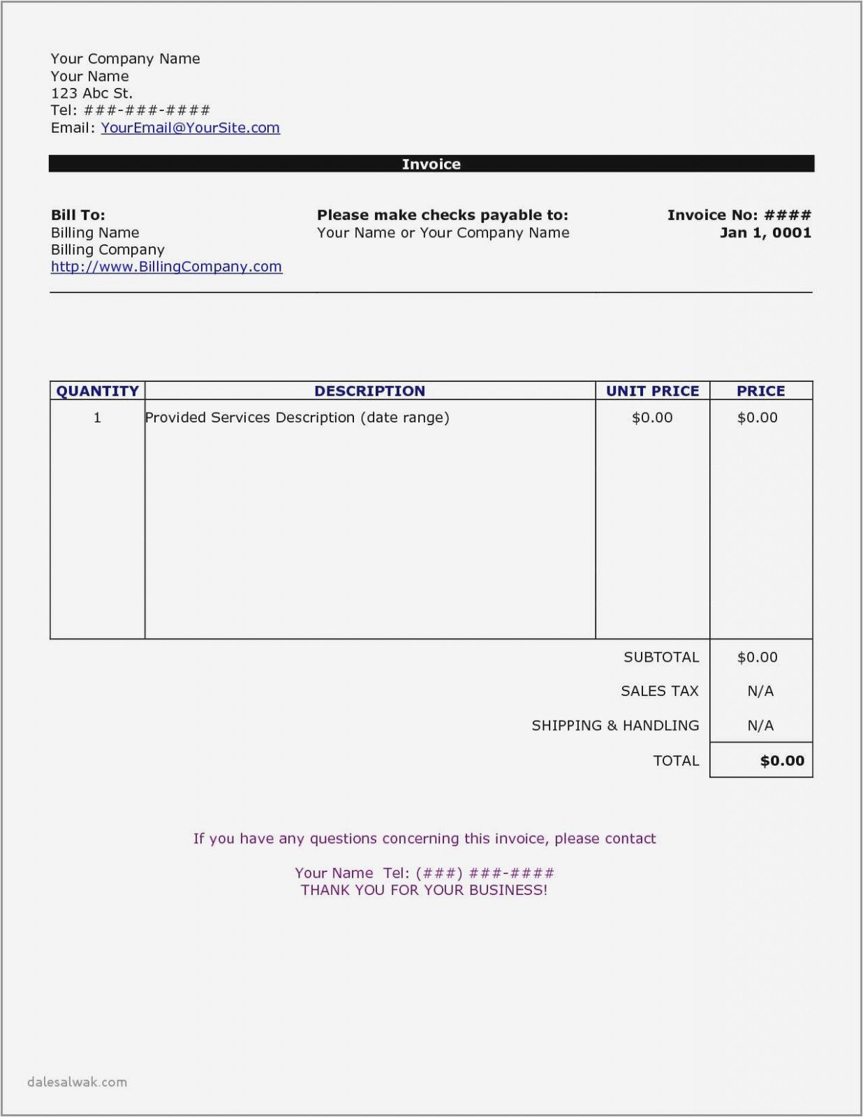 40 Child Care Invoice Template Markmeckler Template Design