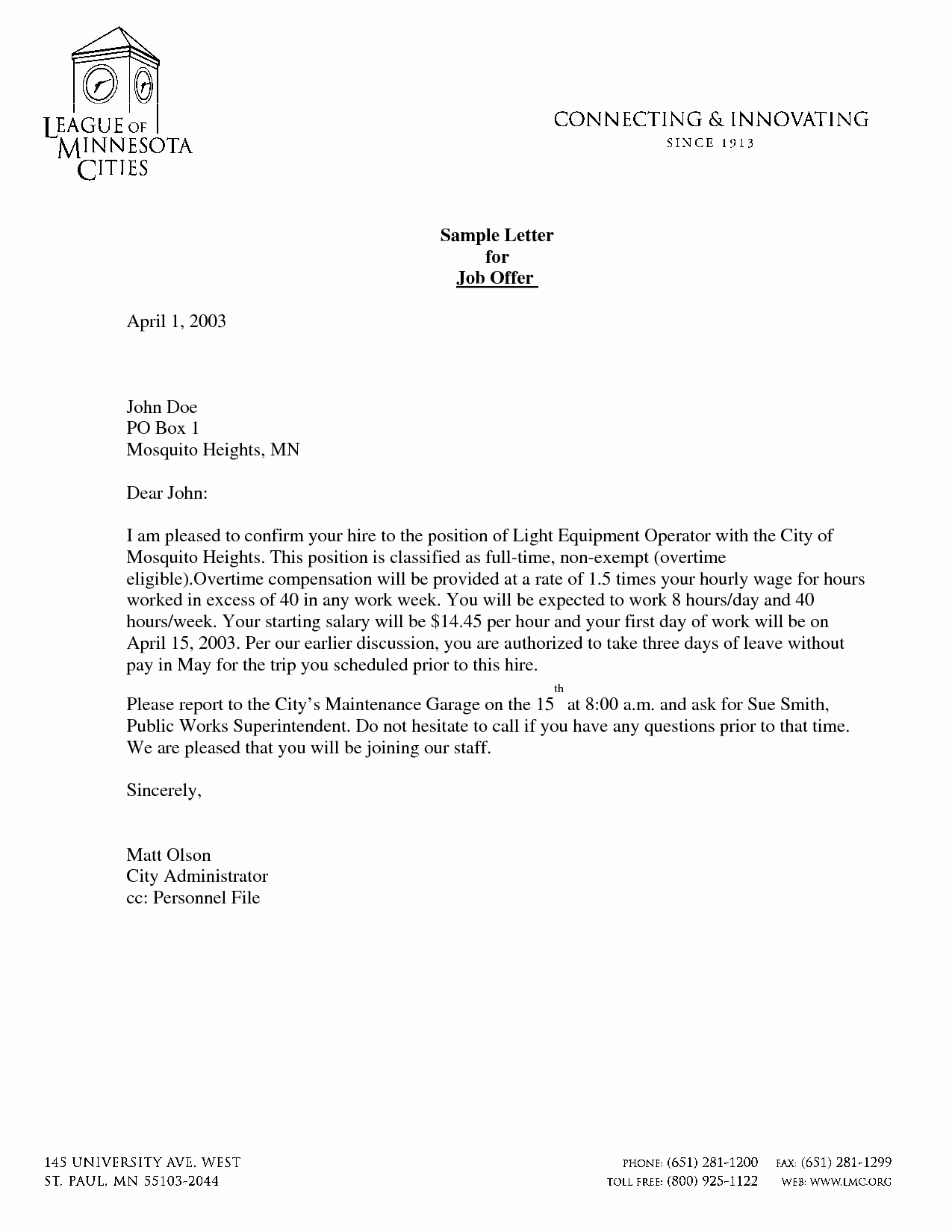 40 Employment Offer Letter Templates Markmeckler Template Design 40 Employment Offer Letter Templates Markmeckler Template Design