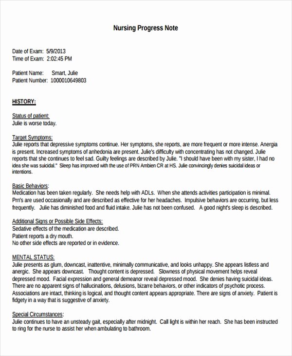 40 Nursing Progress Notes Template Markmeckler Template Design