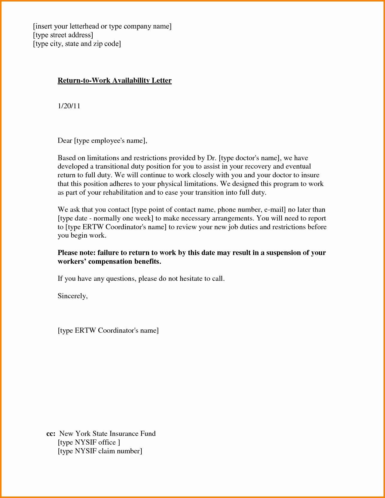 40 Return To Work Note Template Markmeckler Template Design