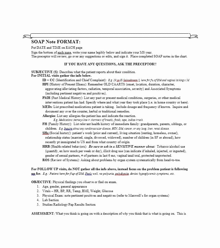 40 Soap Note Template Nurse Practitioner Markmeckler Template Design